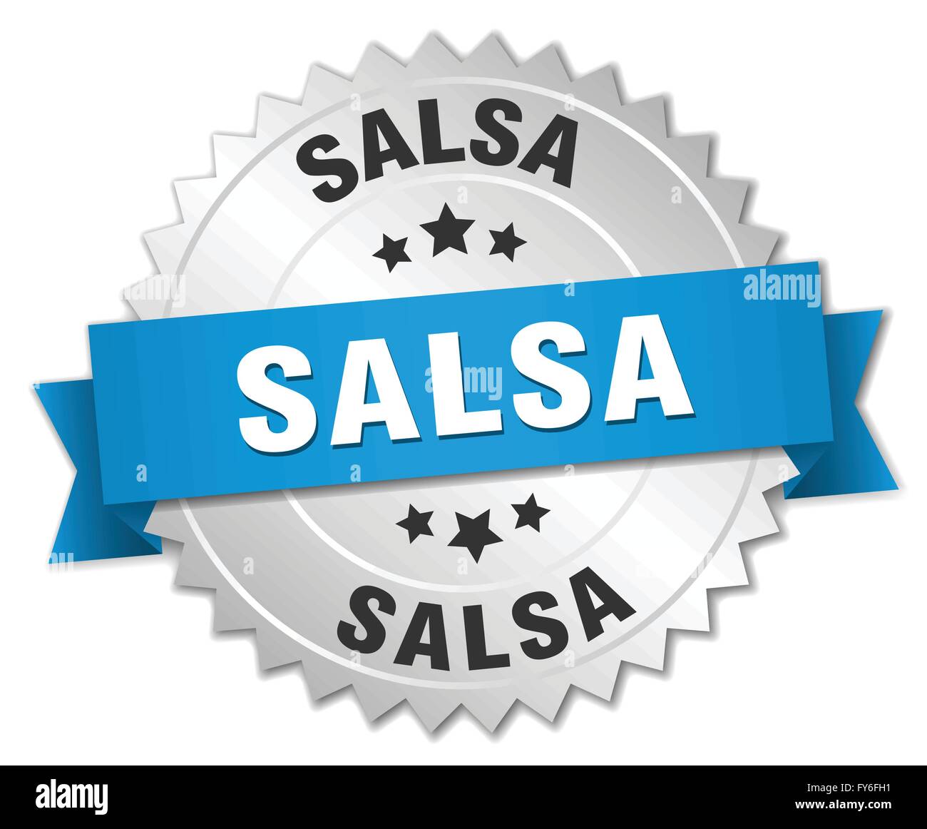 salsa 3d silver badge with blue ribbon Stock Vector Image & Art - Alamy