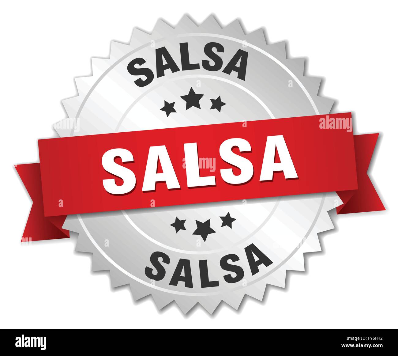 salsa 3d silver badge with red ribbon Stock Vector Image & Art - Alamy