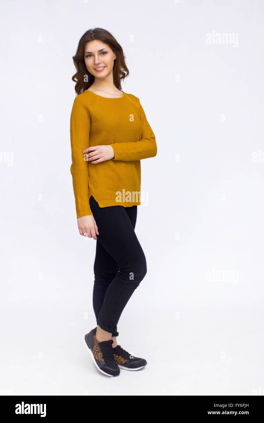 Black girl model side pose hi-res stock photography and images - Alamy