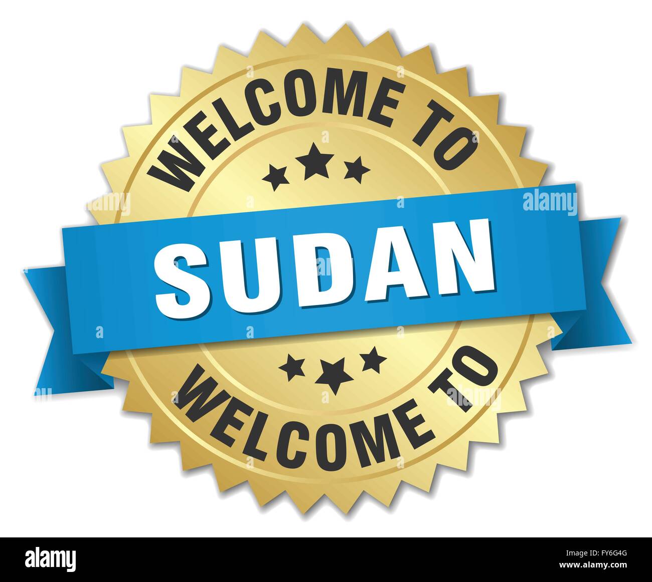 Sudan 3d gold badge with blue ribbon Stock Vector Image & Art - Alamy