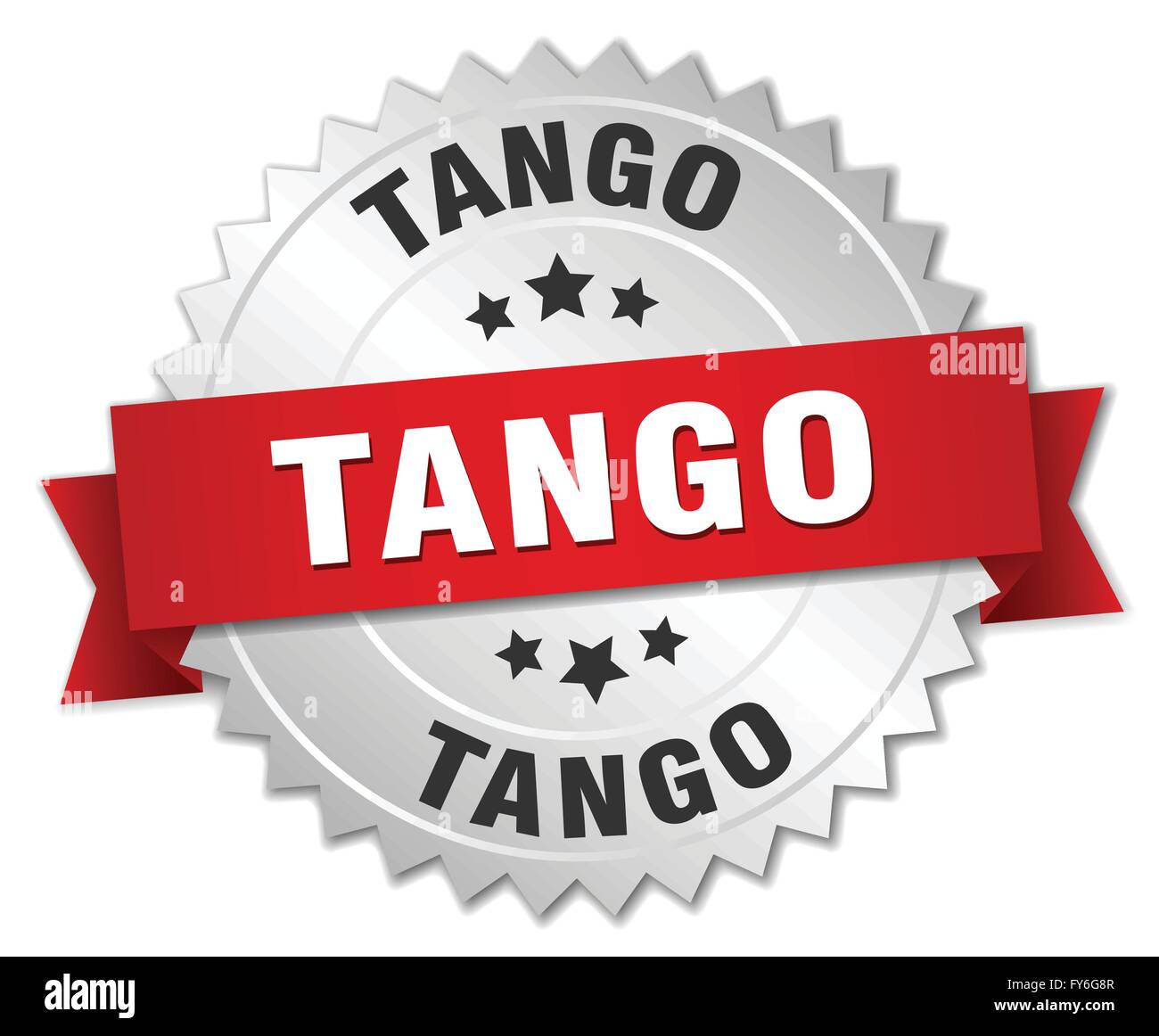 tango 3d silver badge with red ribbon Stock Vector Image & Art - Alamy