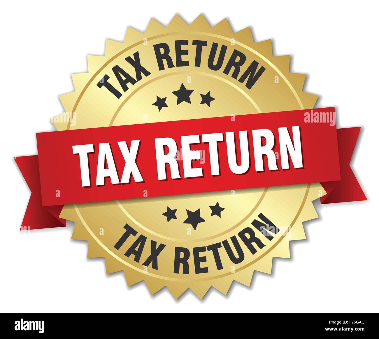 tax return 3d gold badge with red ribbon Stock Vector Image & Art - Alamy