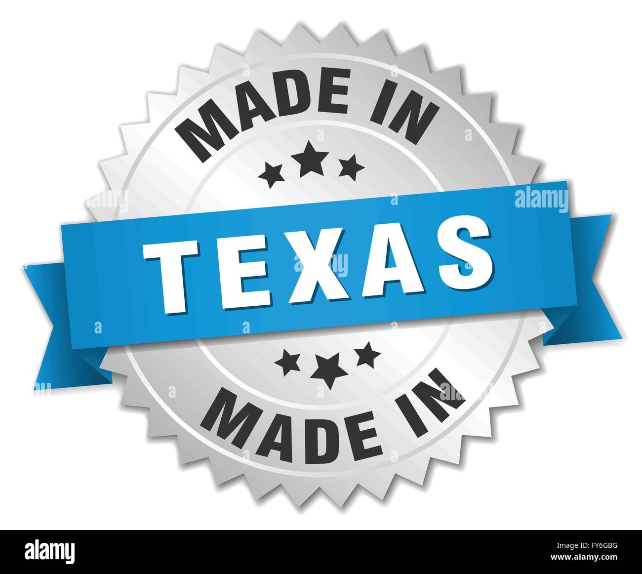 made in Texas silver badge with blue ribbon Stock Vector Image & Art ...