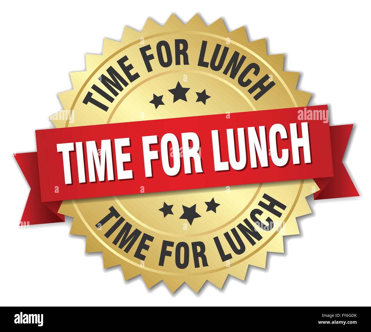 time for lunch 3d gold badge with red ribbon Stock Vector Image & Art ...