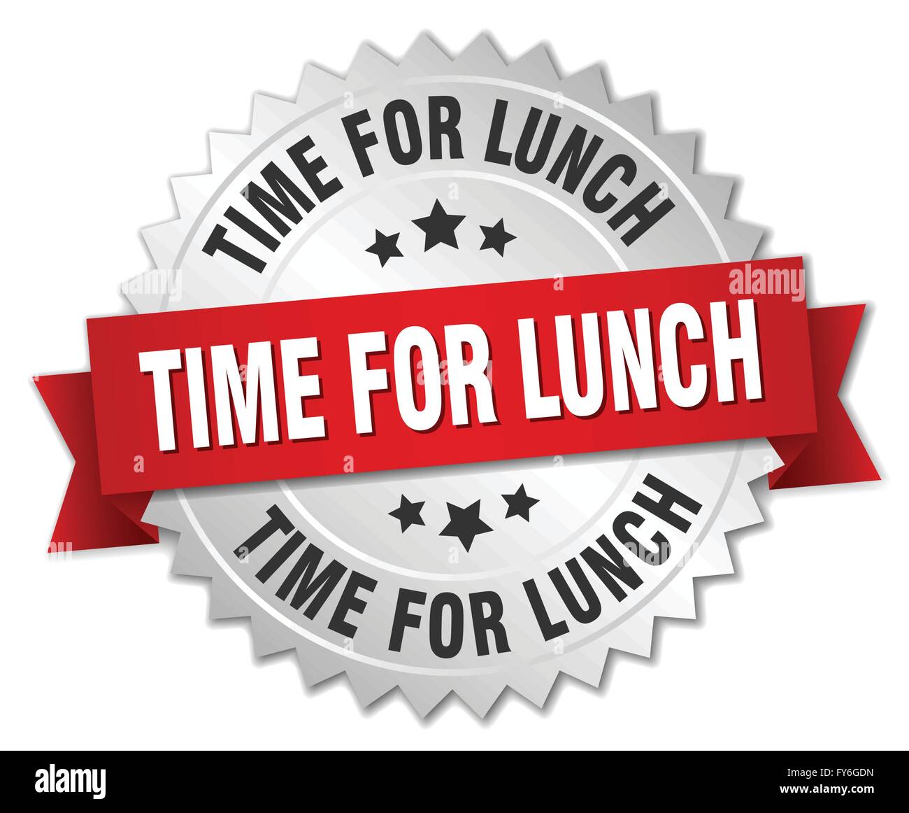 time for lunch 3d silver badge with red ribbon Stock Vector Image & Art ...