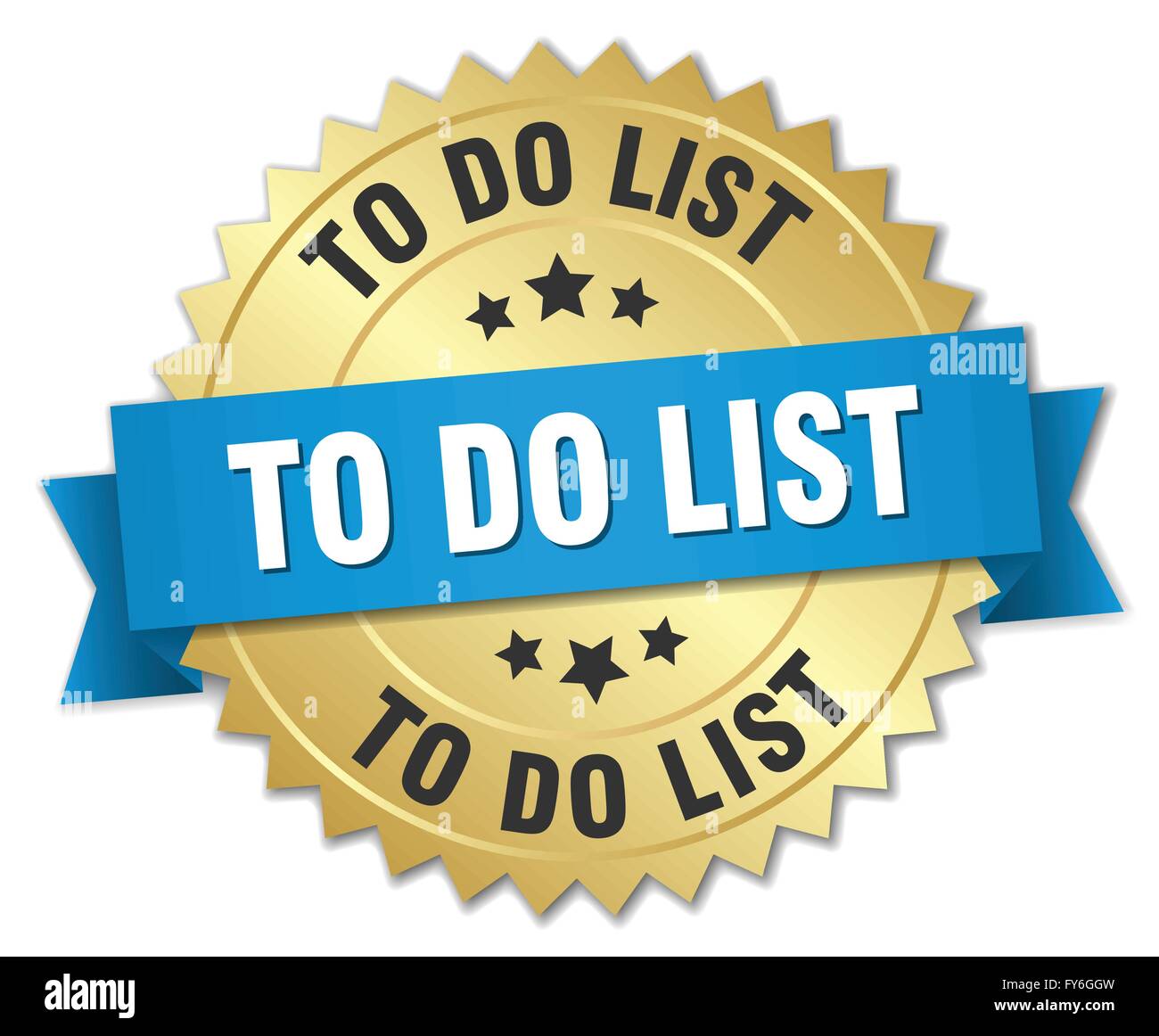 to do list 3d gold badge with blue ribbon Stock Vector Image & Art - Alamy