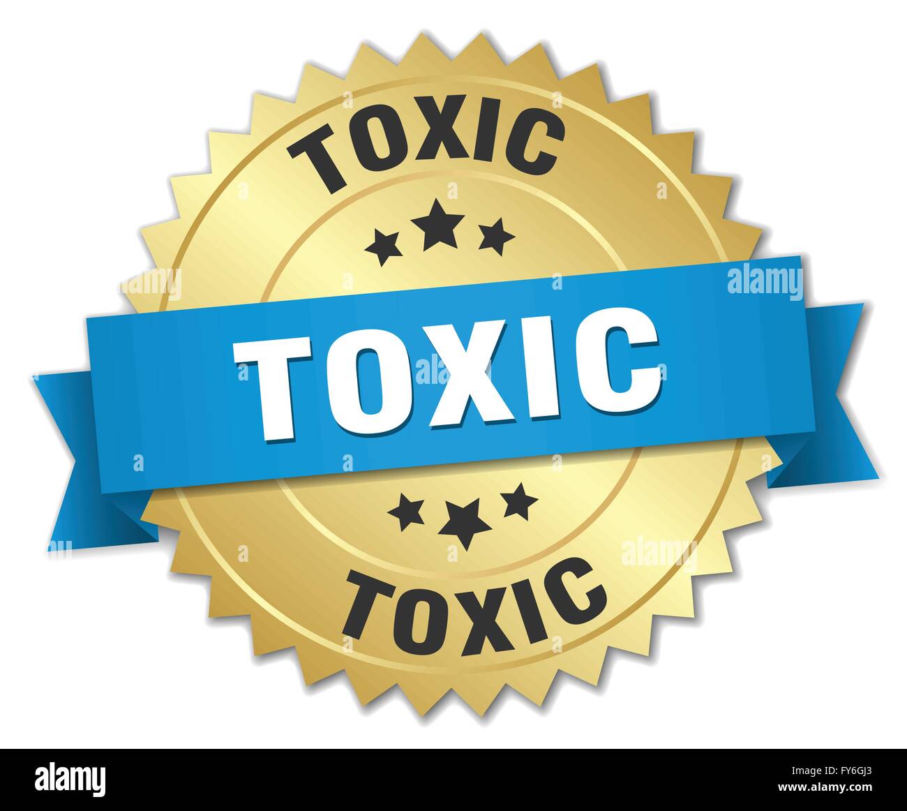 toxic 3d gold badge with blue ribbon Stock Vector Image & Art - Alamy