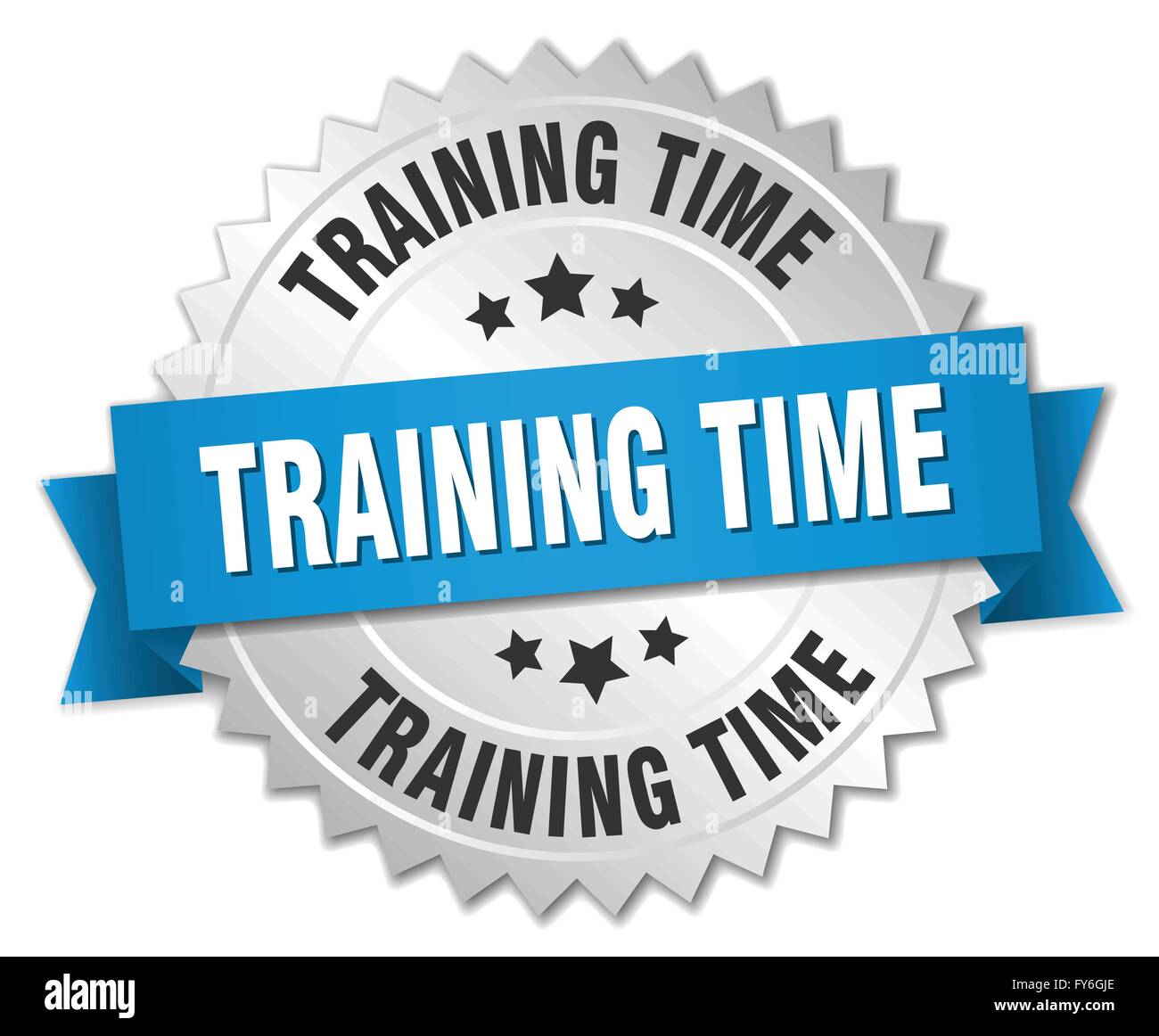 training time 3d silver badge with blue ribbon Stock Vector Image & Art ...