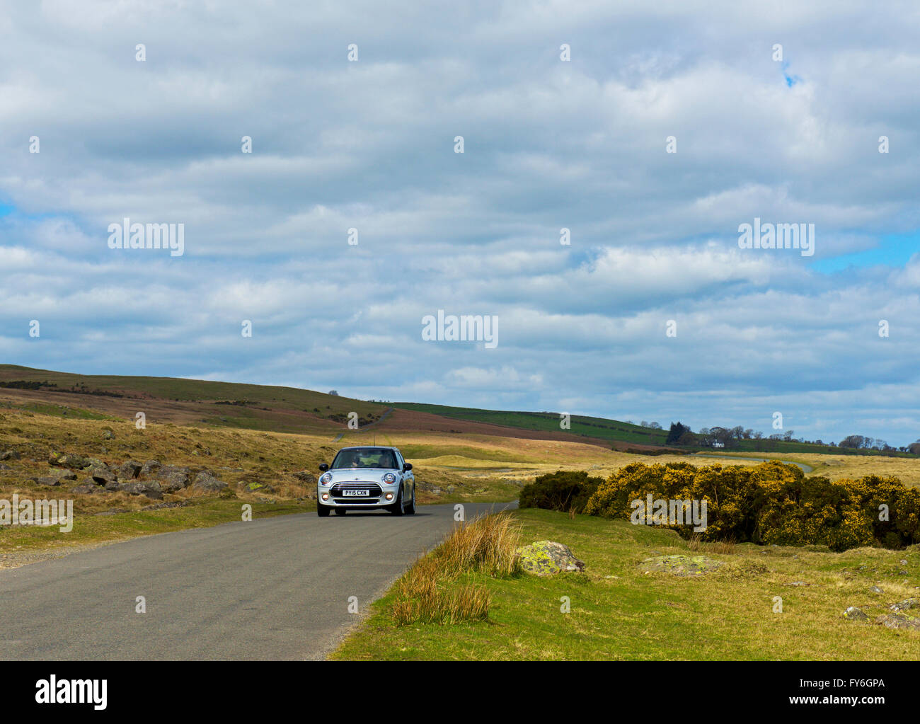 Car on Caldbeck Common, Lake District National Park, Cumbria, England ...