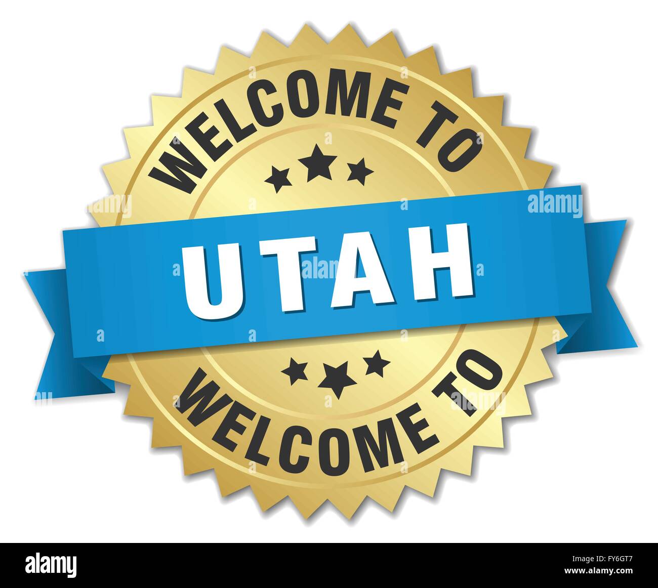 Utah 3d gold badge with blue ribbon Stock Vector Image & Art - Alamy