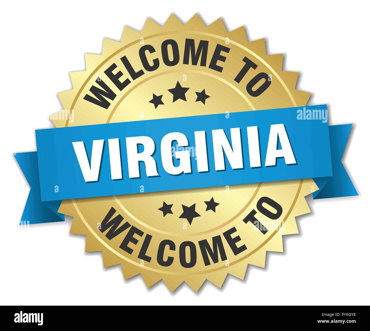 Virginia 3d gold badge with blue ribbon Stock Vector Image & Art - Alamy