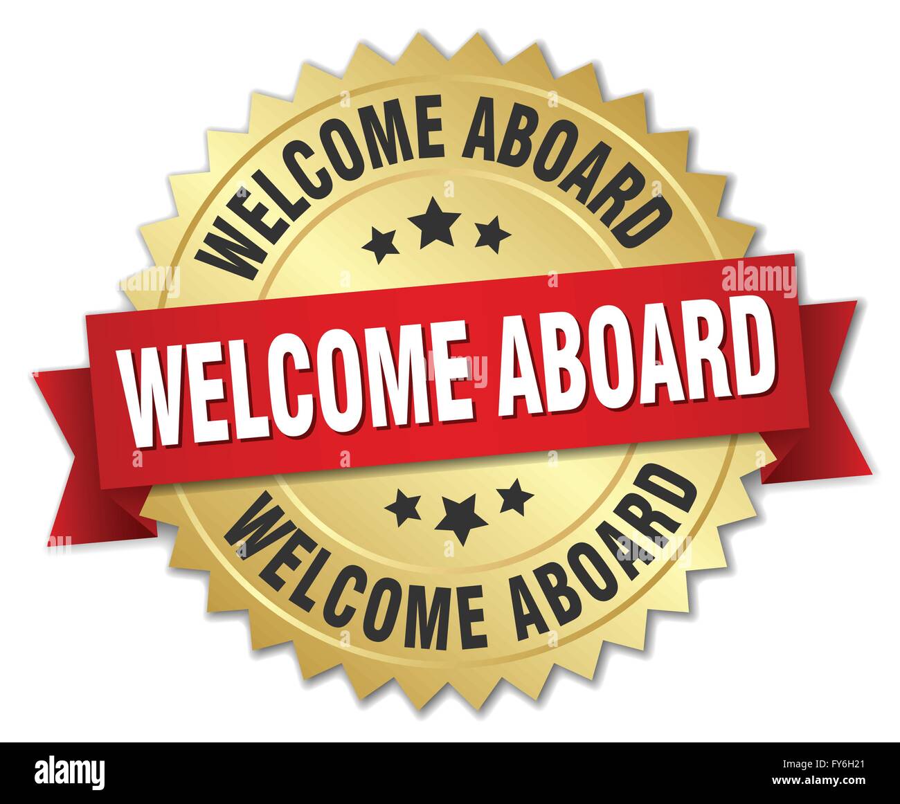welcome aboard 3d gold badge with red ribbon Stock Vector Image & Art ...