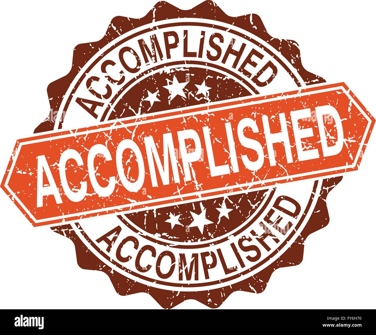 Accomplished grungy stamp isolated on white background Stock Vector ...