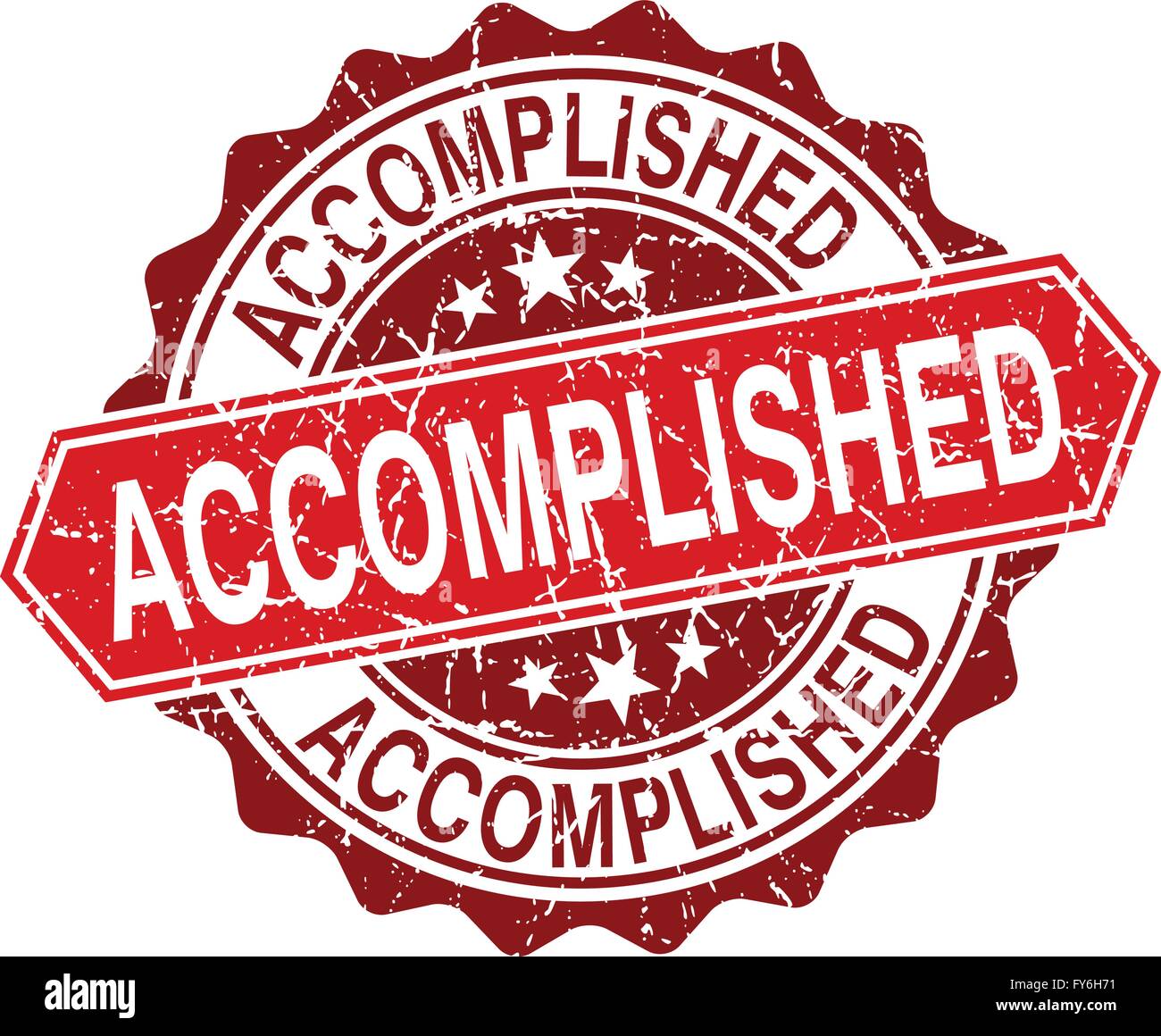 Accomplished red vintage stamp isolated on white background Stock ...