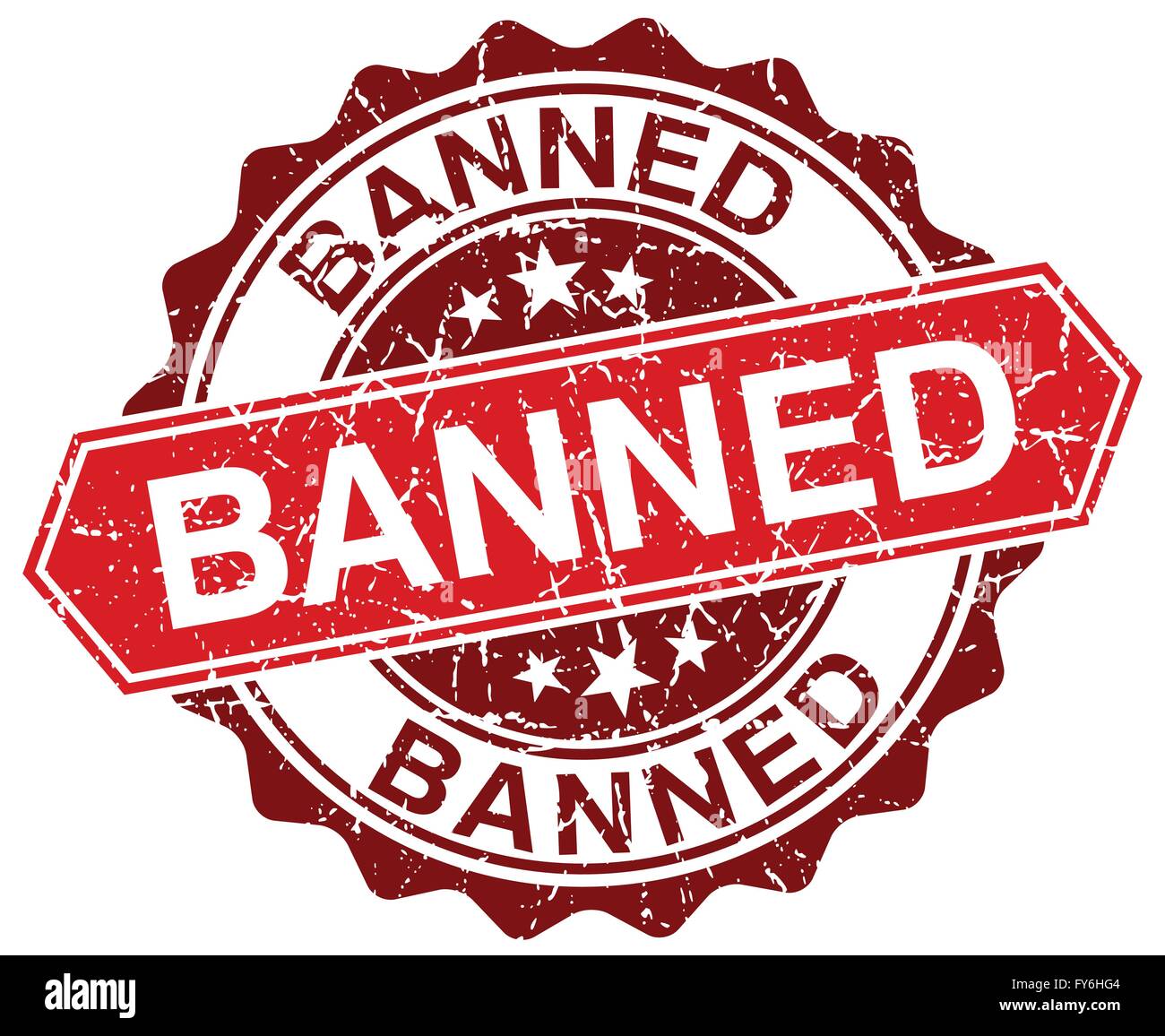banned red round grunge stamp on white Stock Vector Image & Art - Alamy