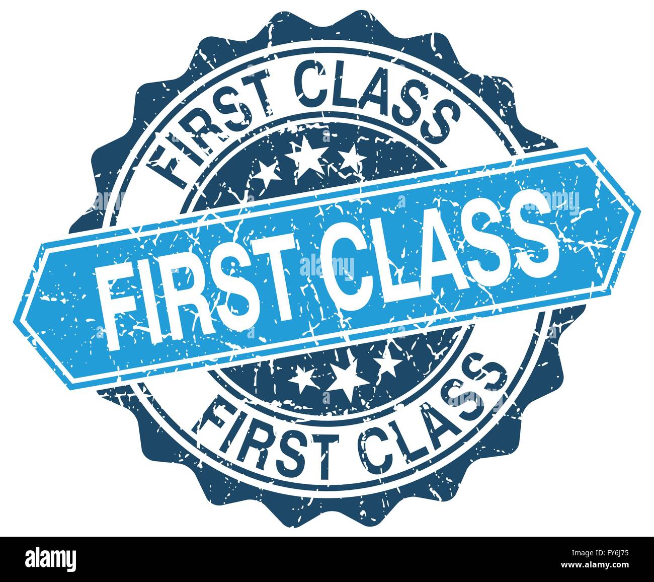first class blue round grunge stamp on white Stock Vector Image & Art ...