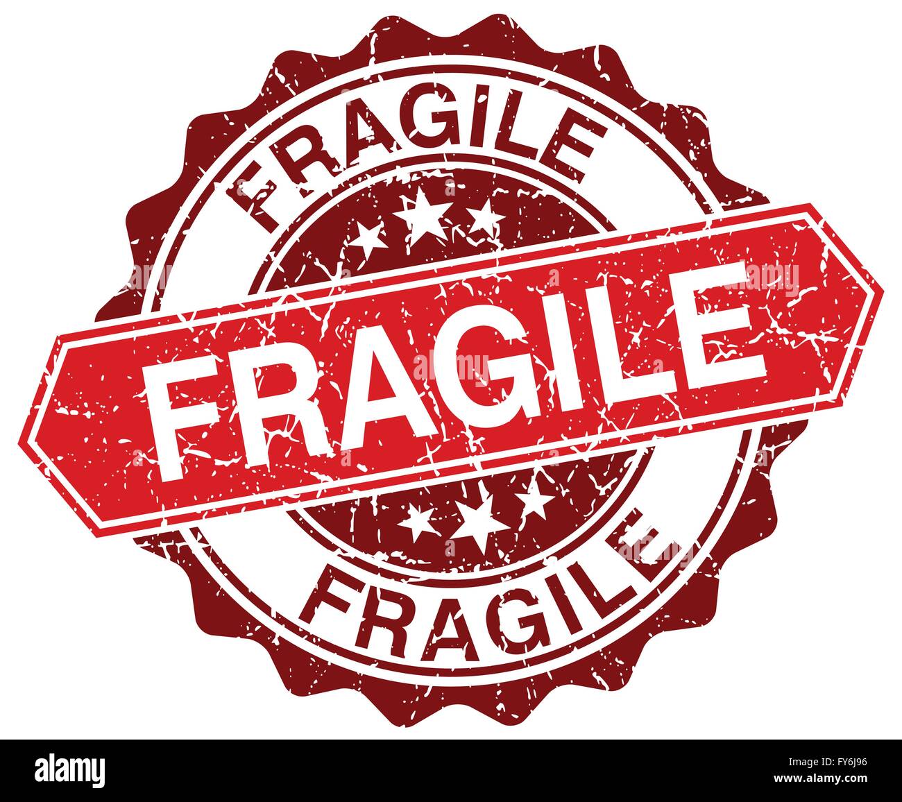 fragile red round grunge stamp on white Stock Vector Image & Art - Alamy