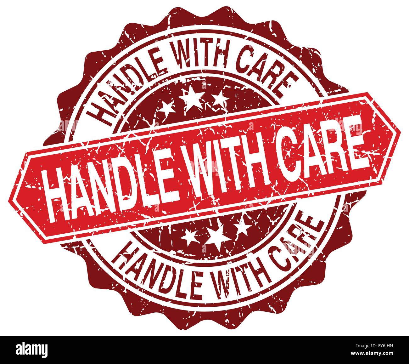 handle with care red round grunge stamp on white Stock Vector Image ...