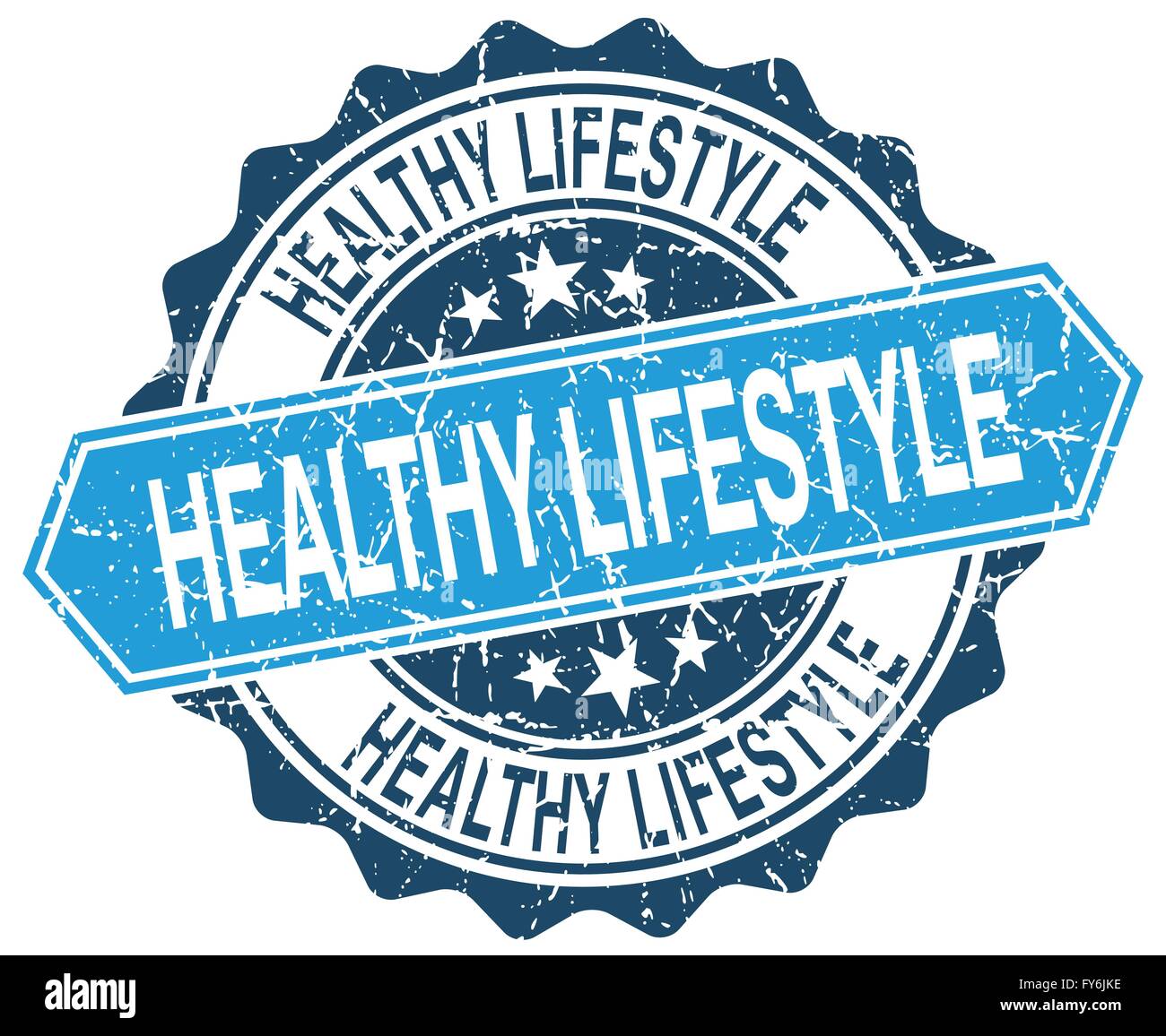 healthy lifestyle blue round grunge stamp on white Stock Vector Image ...