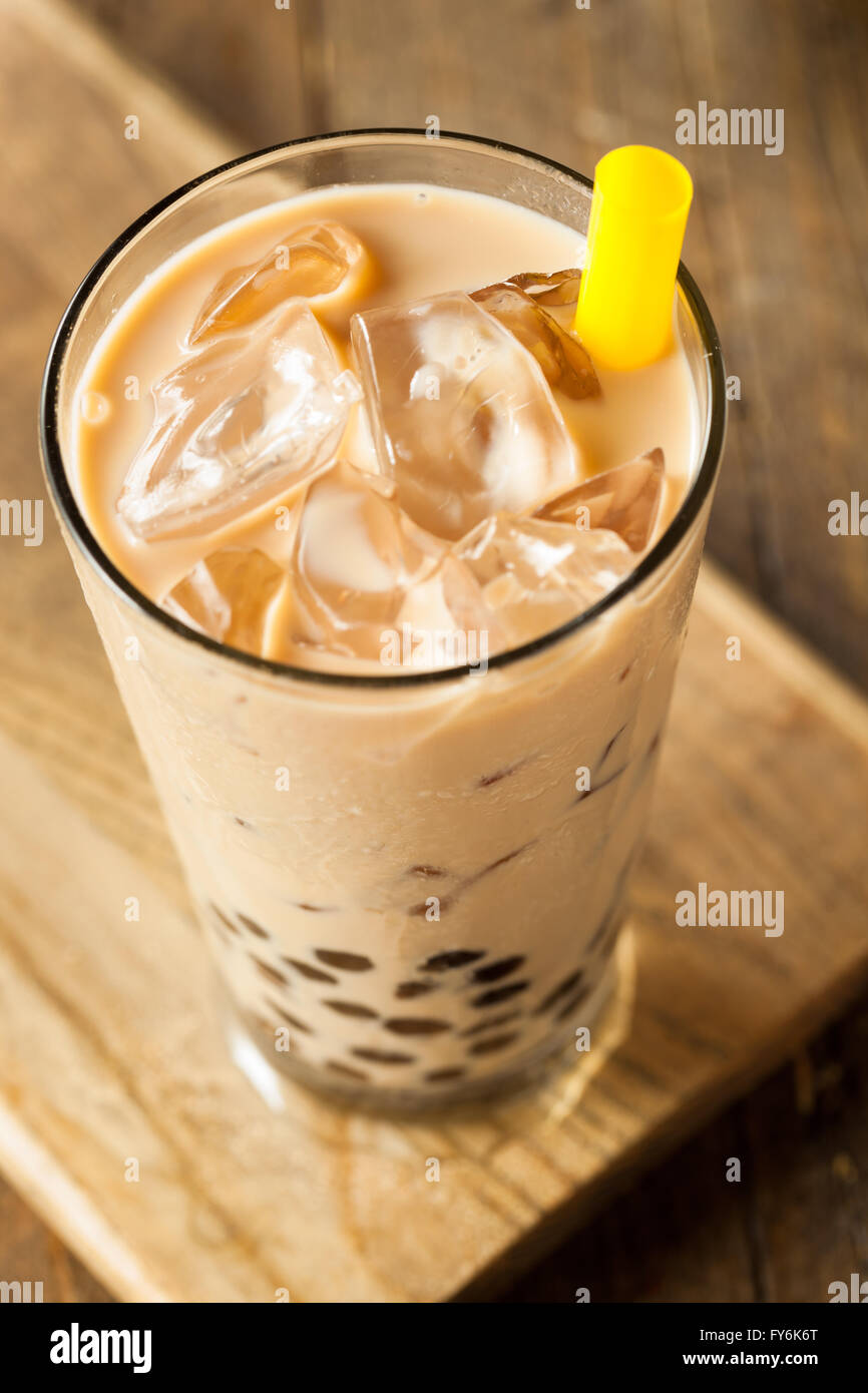 Homemade Milk Bubble Tea with Tapioca Pearls Stock Photo - Alamy
