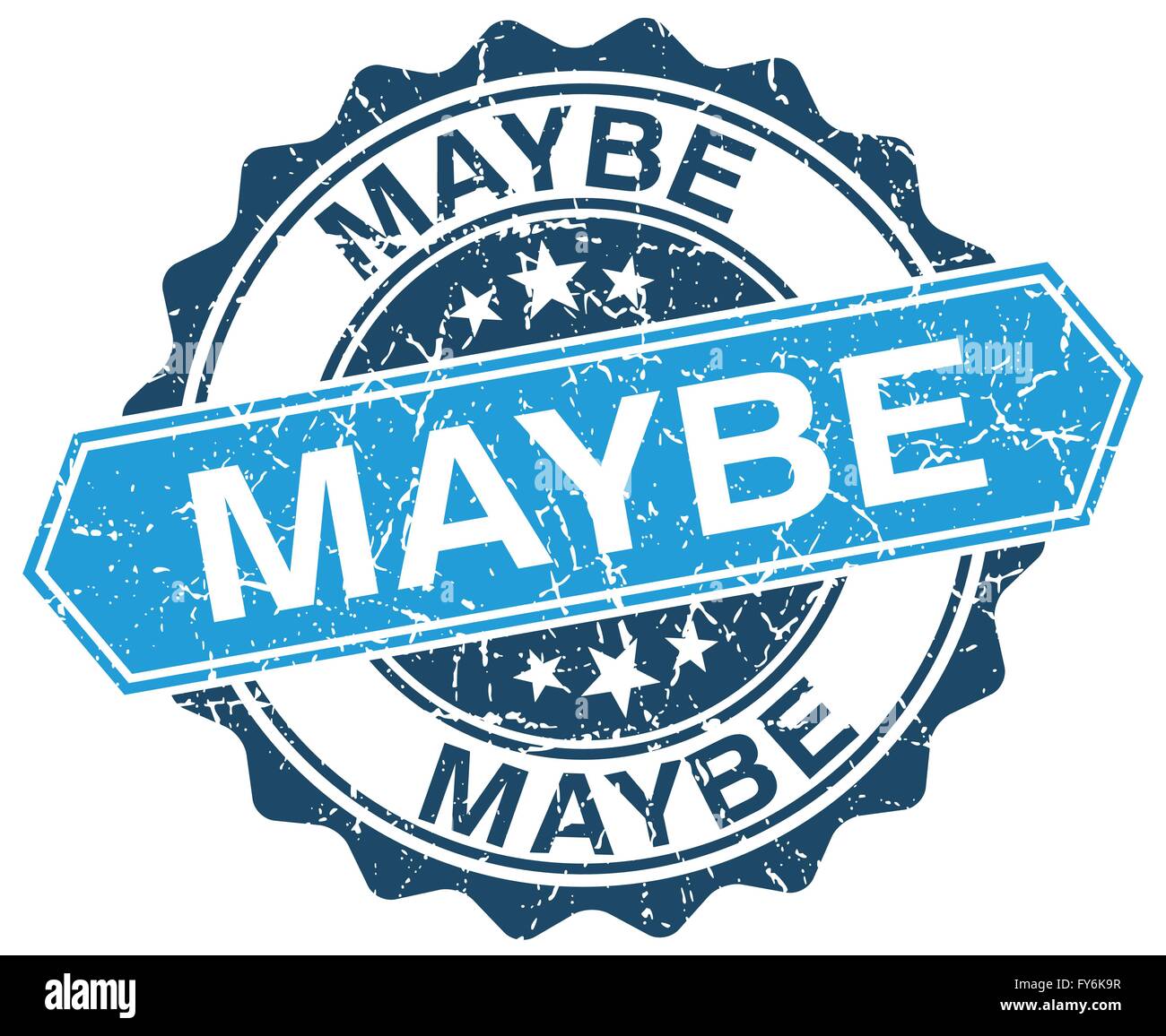 maybe blue round grunge stamp on white Stock Vector Image & Art - Alamy