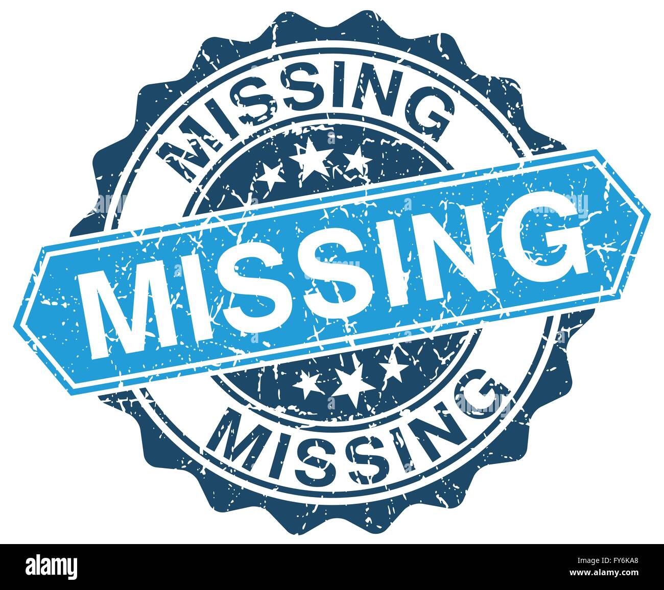 missing blue round grunge stamp on white Stock Vector Image & Art - Alamy