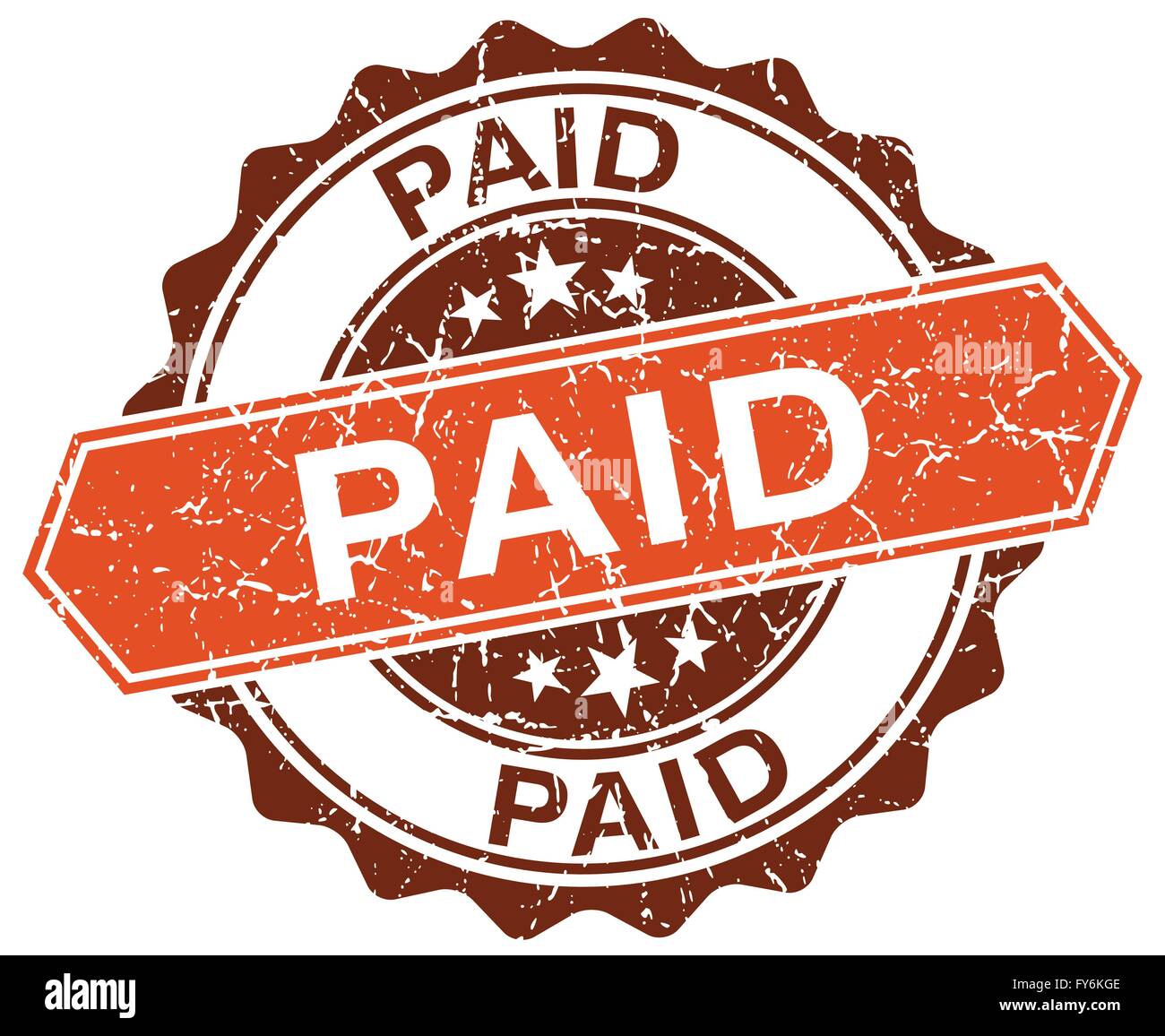 paid orange round grunge stamp on white Stock Vector Image & Art - Alamy
