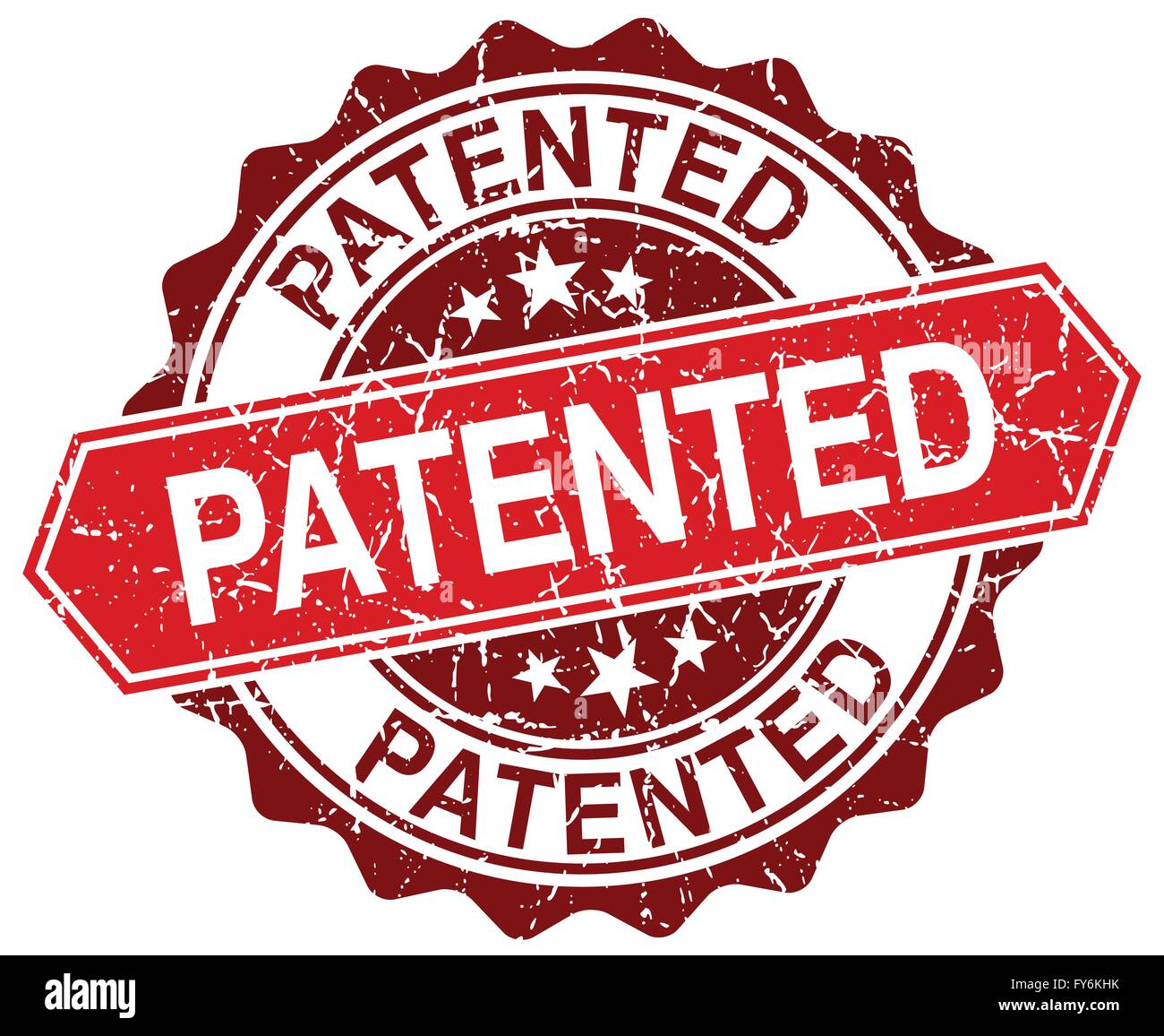 patented red round grunge stamp on white Stock Vector Image & Art - Alamy
