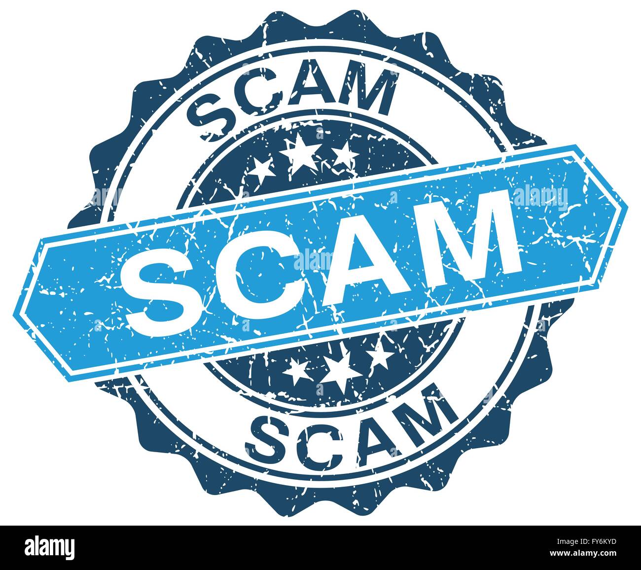 scam blue round grunge stamp on white Stock Vector Image & Art - Alamy