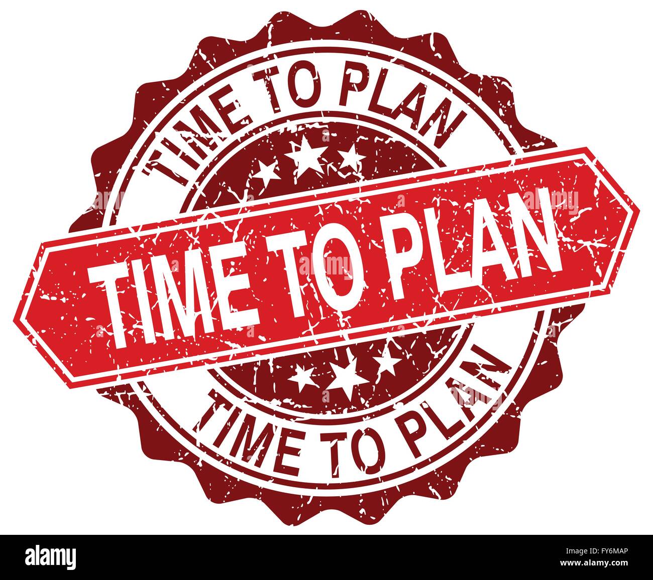 time to plan red round grunge stamp on white Stock Vector Image & Art ...