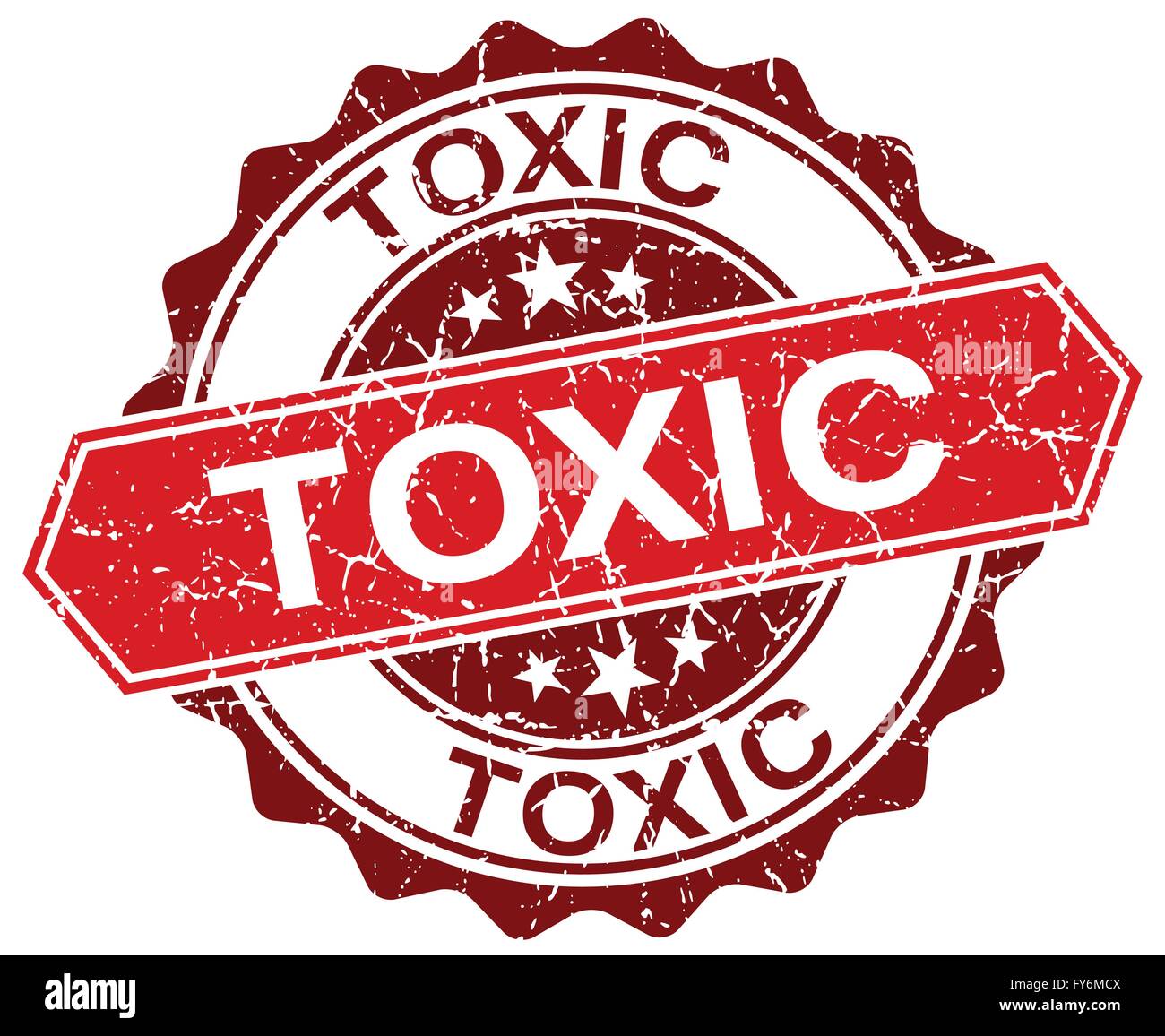 toxic red round grunge stamp on white Stock Vector Image & Art - Alamy