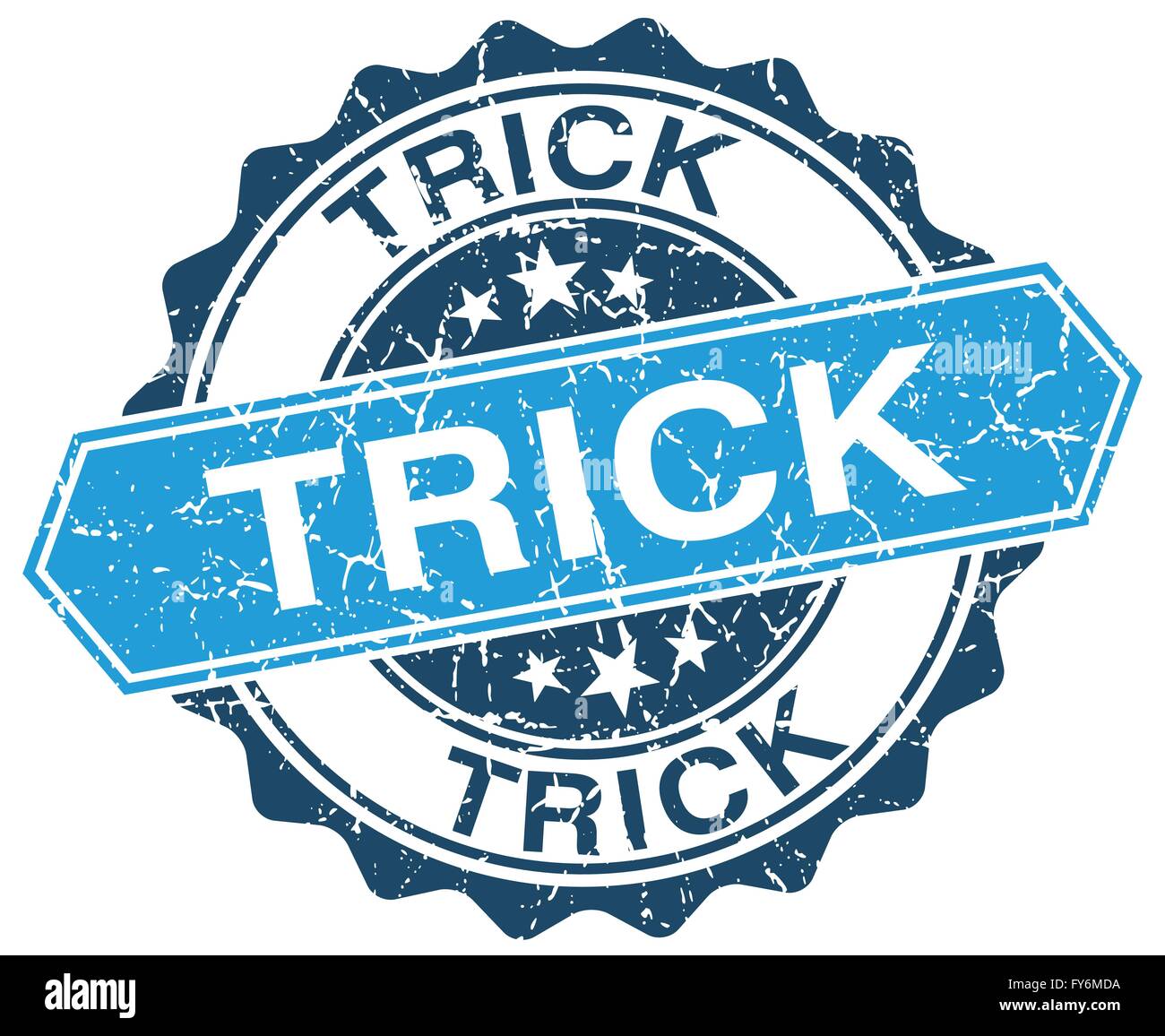 trick blue round grunge stamp on white Stock Vector Image & Art - Alamy