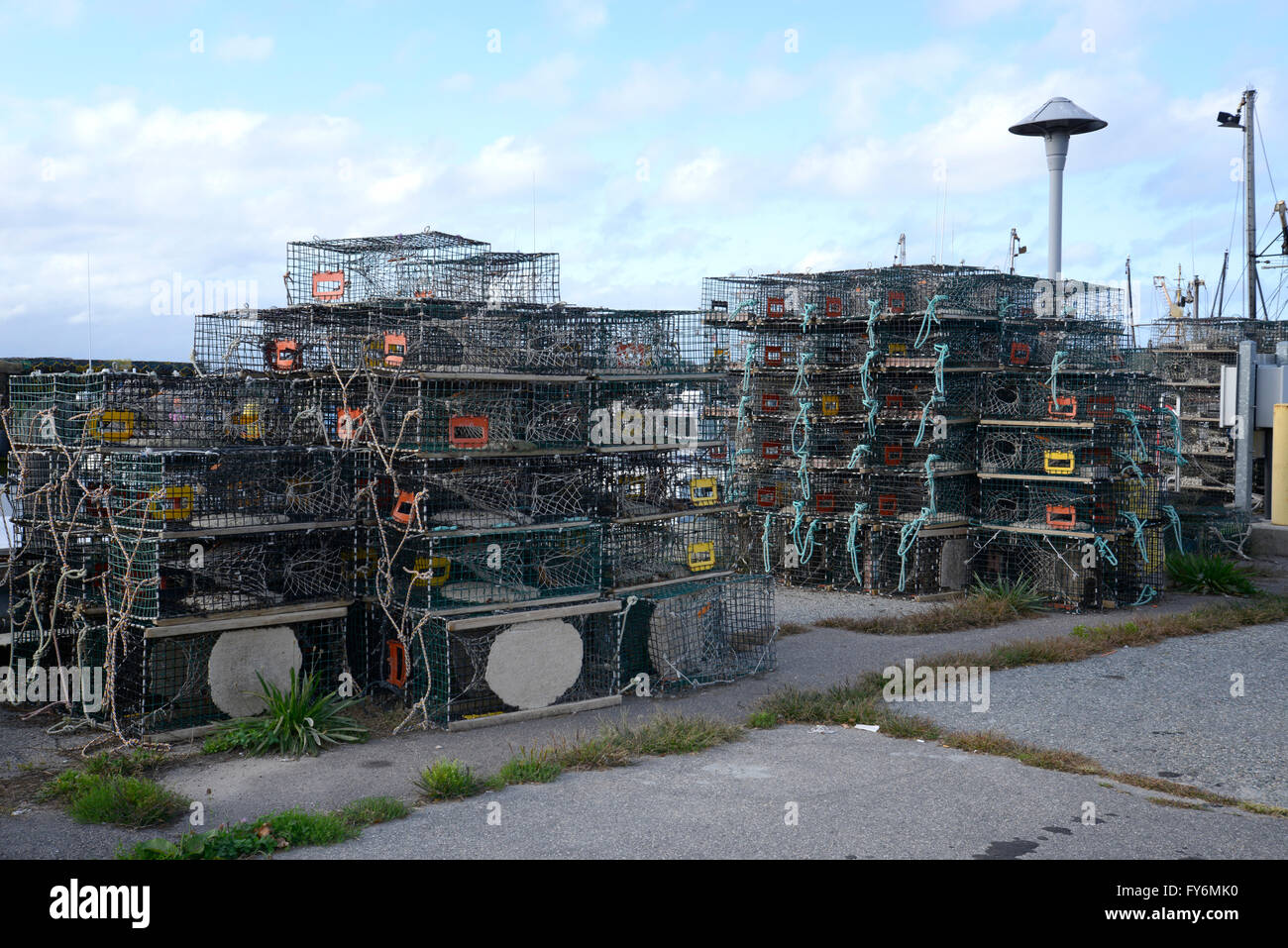 stacks of many traps or cages used to catch lobsters Stock Photo - Alamy