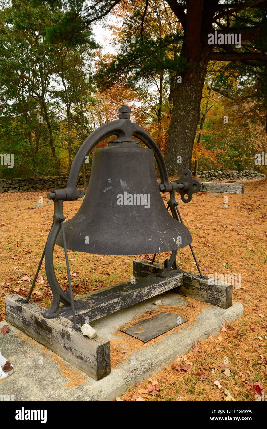 large old cast iron church bell in a rural setting in Connecticut in ...