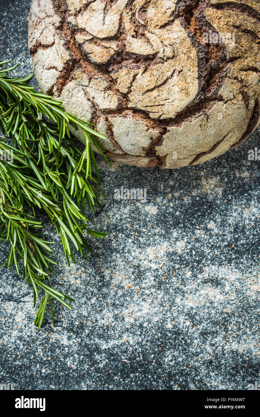 Whole loaf home baked rye bread, artisan bakery Stock Photo - Alamy