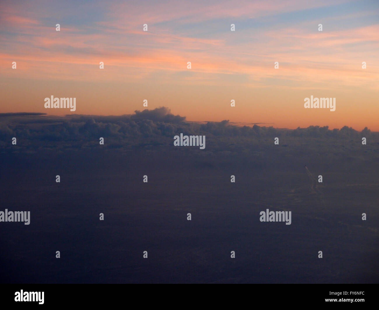 Dawn light of the Sky on the clouds and ocean with boat sail in the ...