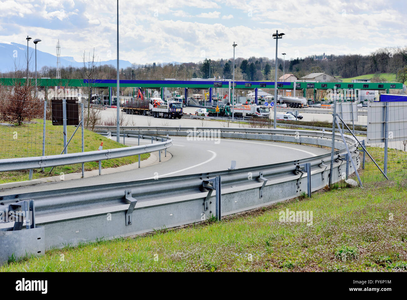 French toll booths on A41 road by Allonzier-la-Caille Stock Photo - Alamy