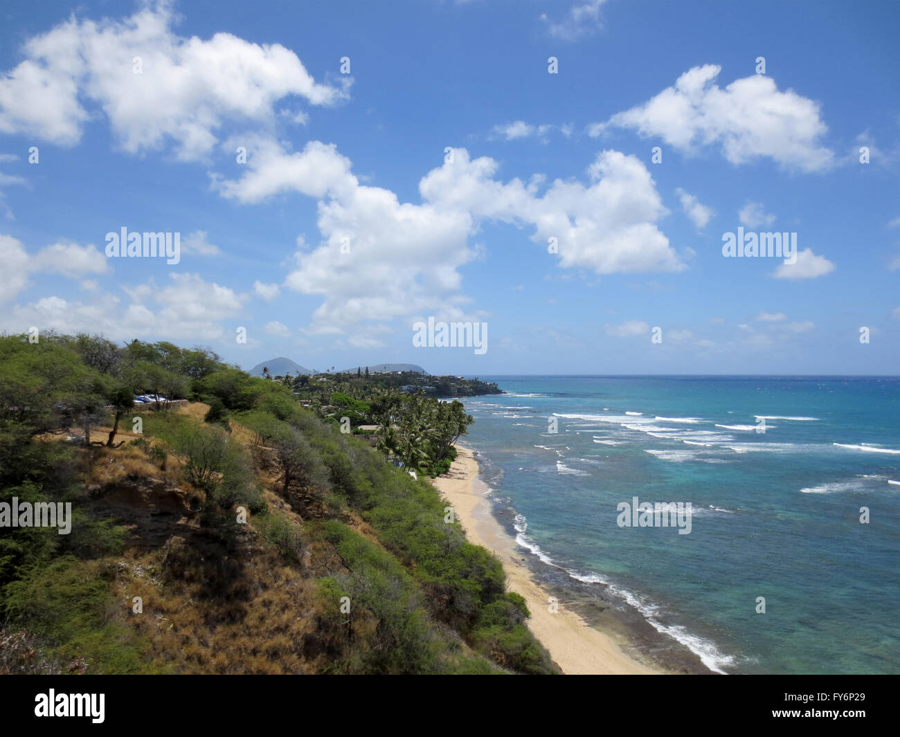 Diamond Head Beach, Black Point, and Koko Head Crater in the distance ...