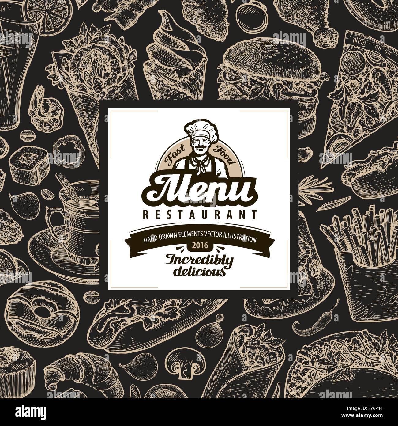 menu restaurant cafe template design. sketch food Stock Vector Image ...