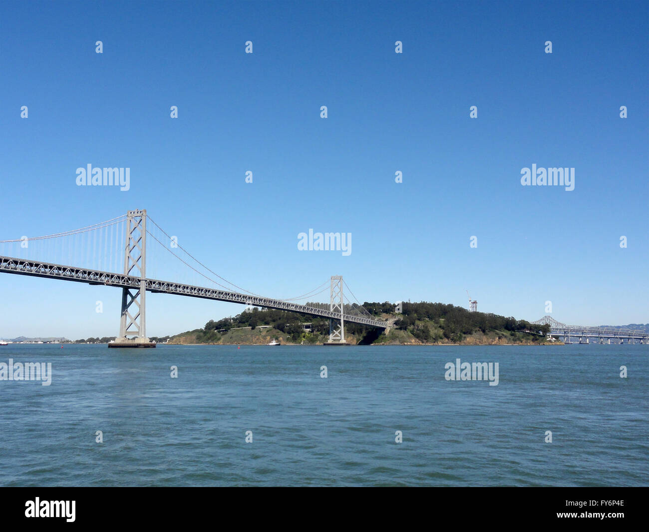 Bay Bridge, yerba buena island and the East Bay on a nice day in ...
