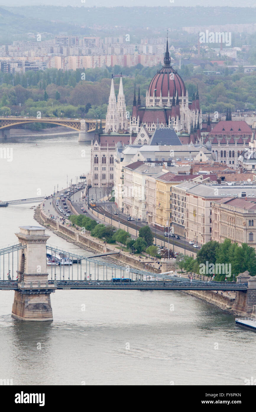 Panoramic views of Budapest from Gellert hill, Hungary Stock Photo - Alamy