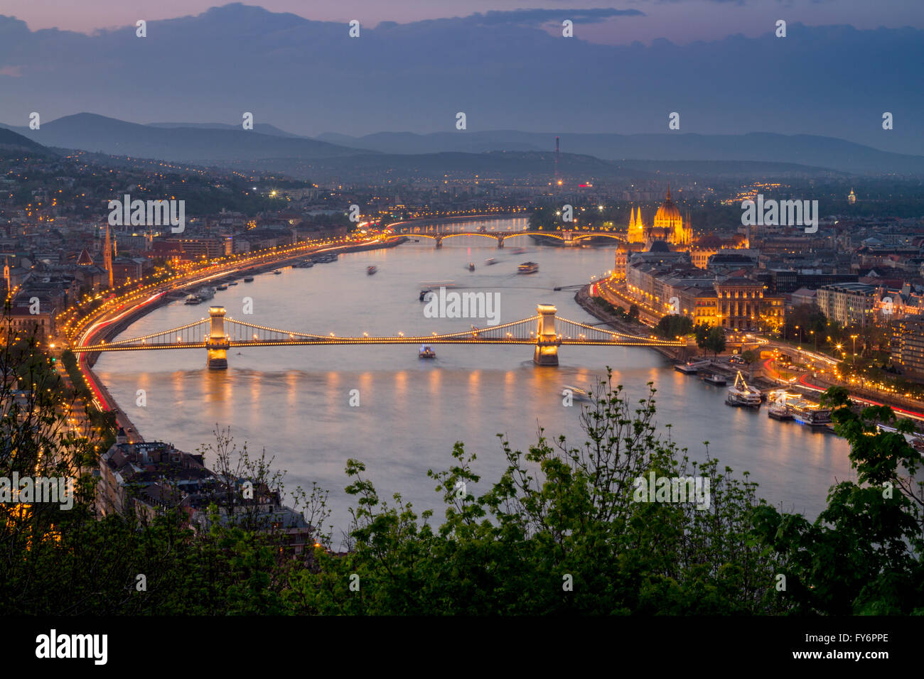 Panoramic views of Budapest from Gellert hill, Hungary Stock Photo - Alamy