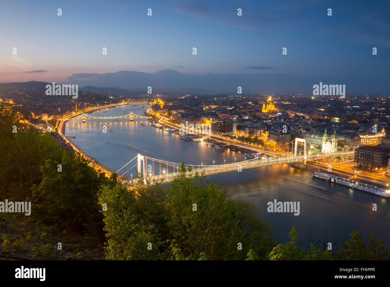 Panoramic views of Budapest from Gellert hill, Hungary Stock Photo - Alamy