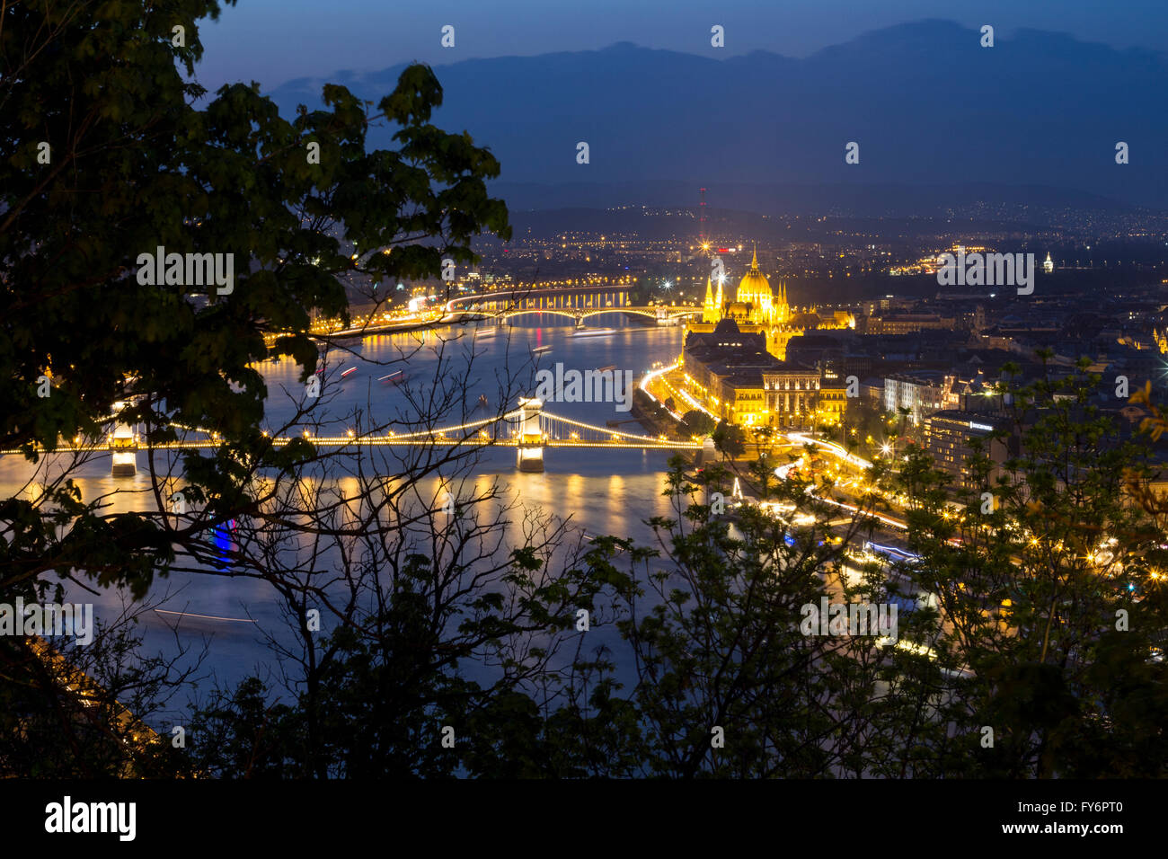 Panoramic views of Budapest from Gellert hill, Hungary Stock Photo - Alamy