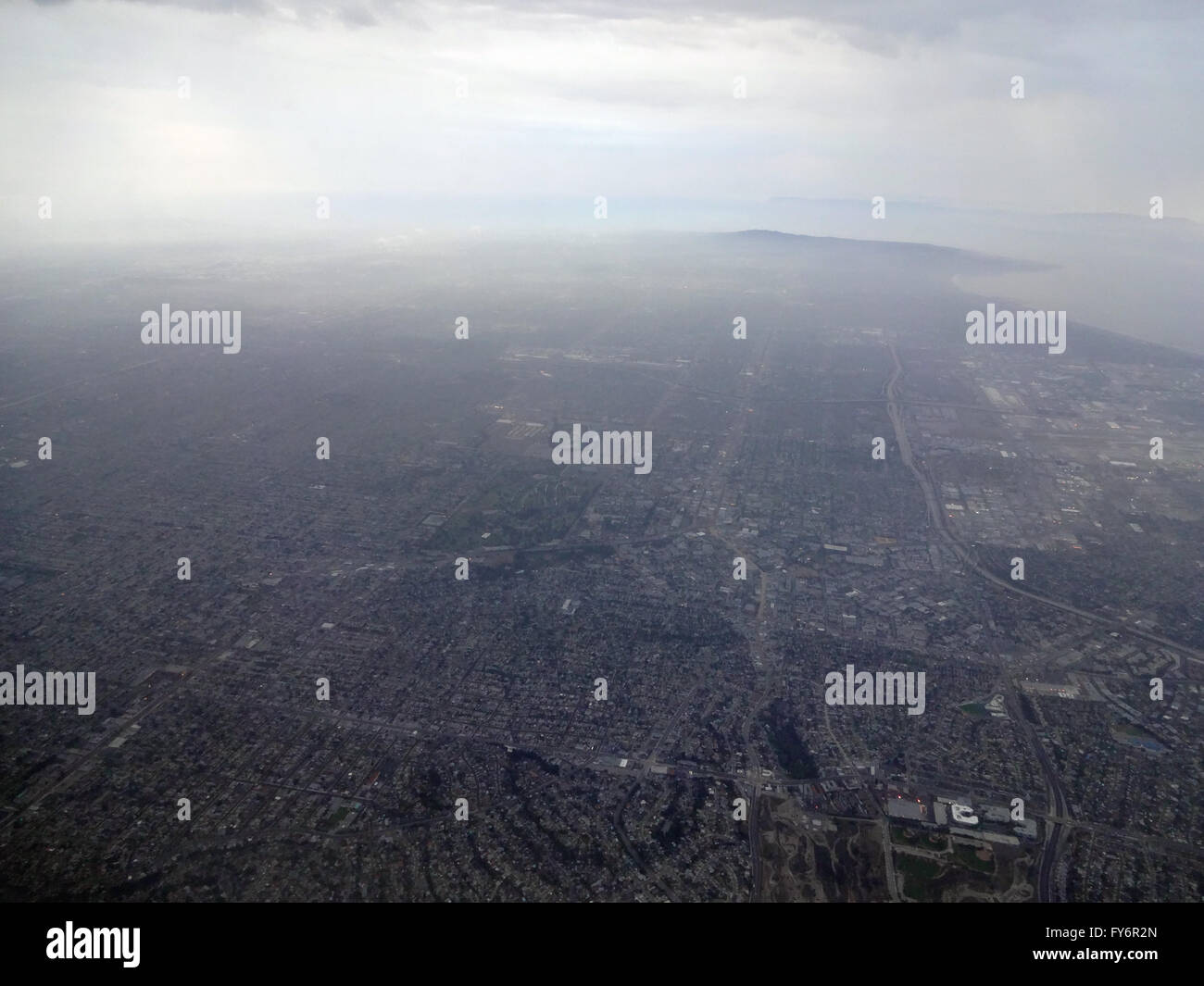 LA Cityscape from the air during a smoggy day Stock Photo - Alamy