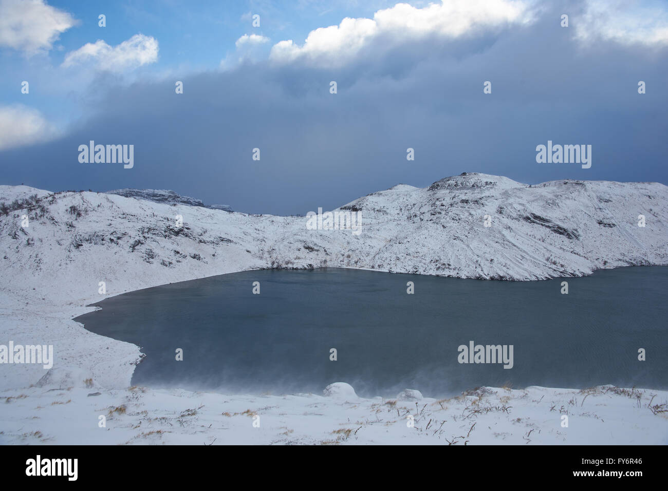 Snow capped mountains around Laguna Honda during winter in Torres Del ...