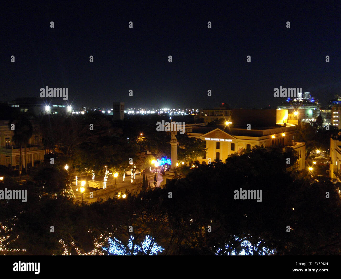 Old San Juan at Night in Puerto Rico with Cruise ships in the ...