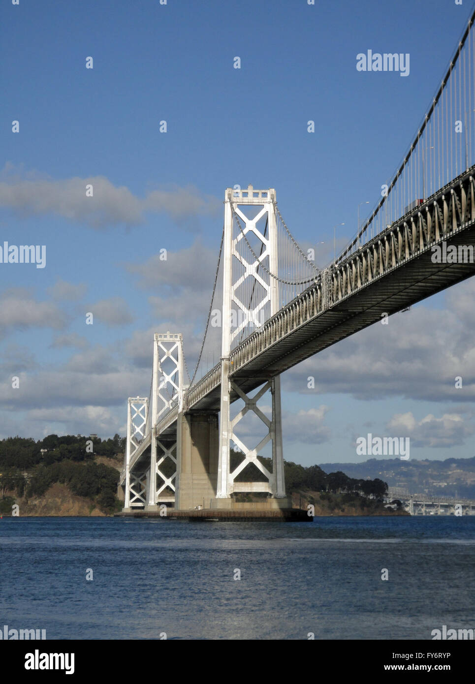 San Francisco Bay Bridge and Bay as Bridge enters into Yerba Buena ...