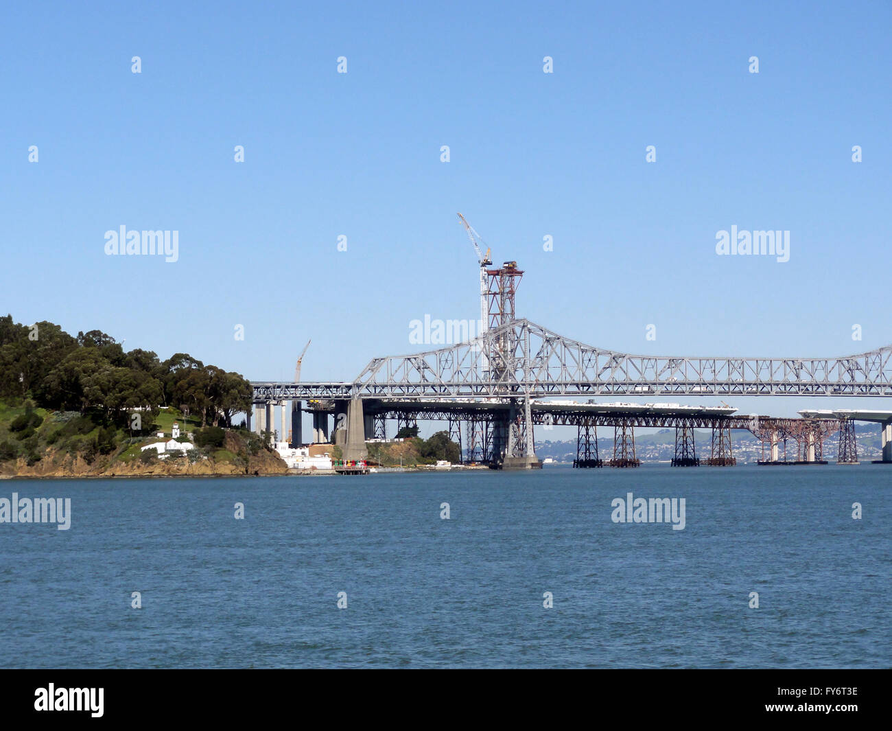 New Bay Bridge takes shape behind old Bay Bridge with East Bay in the ...