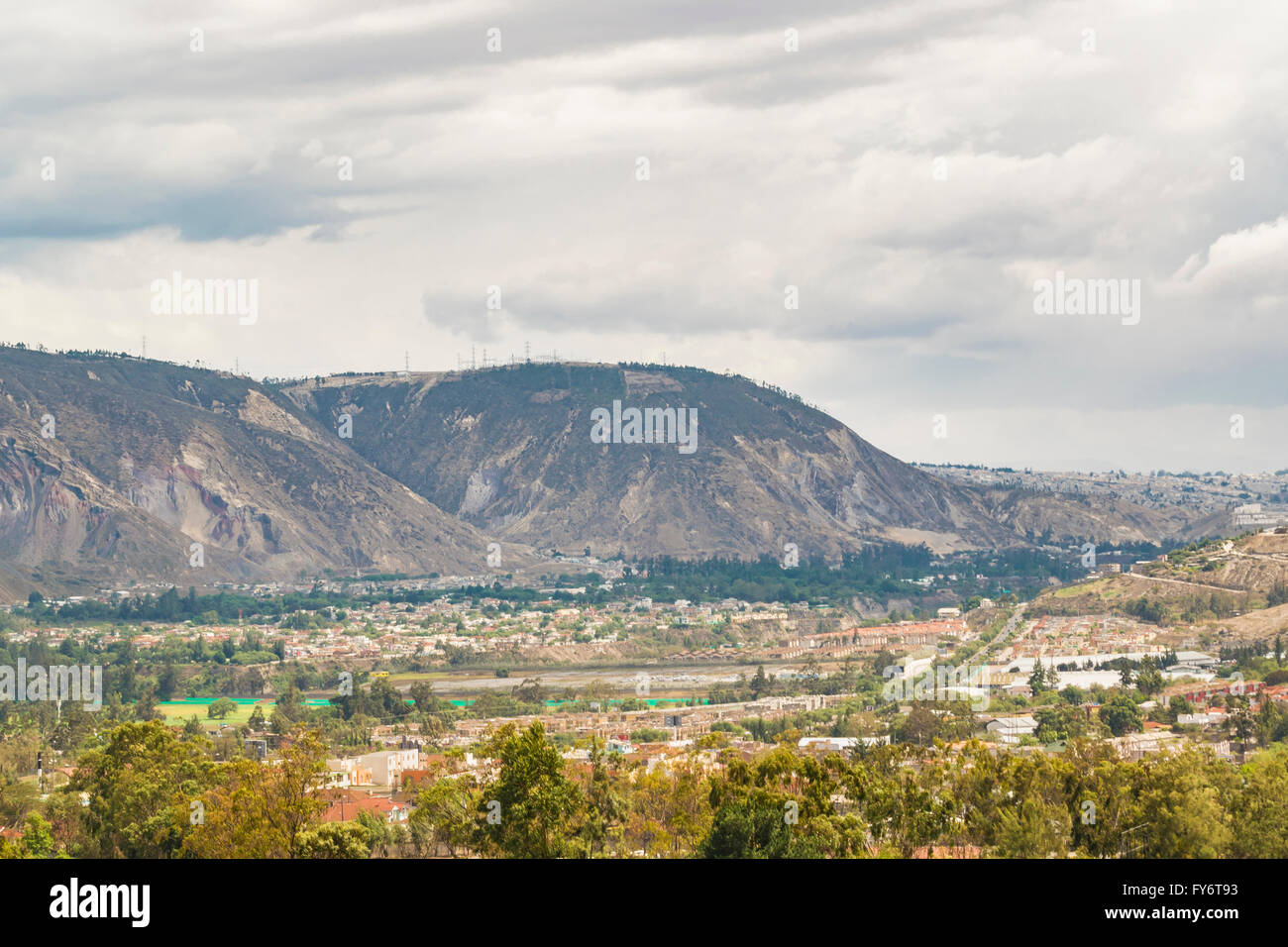 Beautiful landscape mountain view in the middle of earth city in the ...